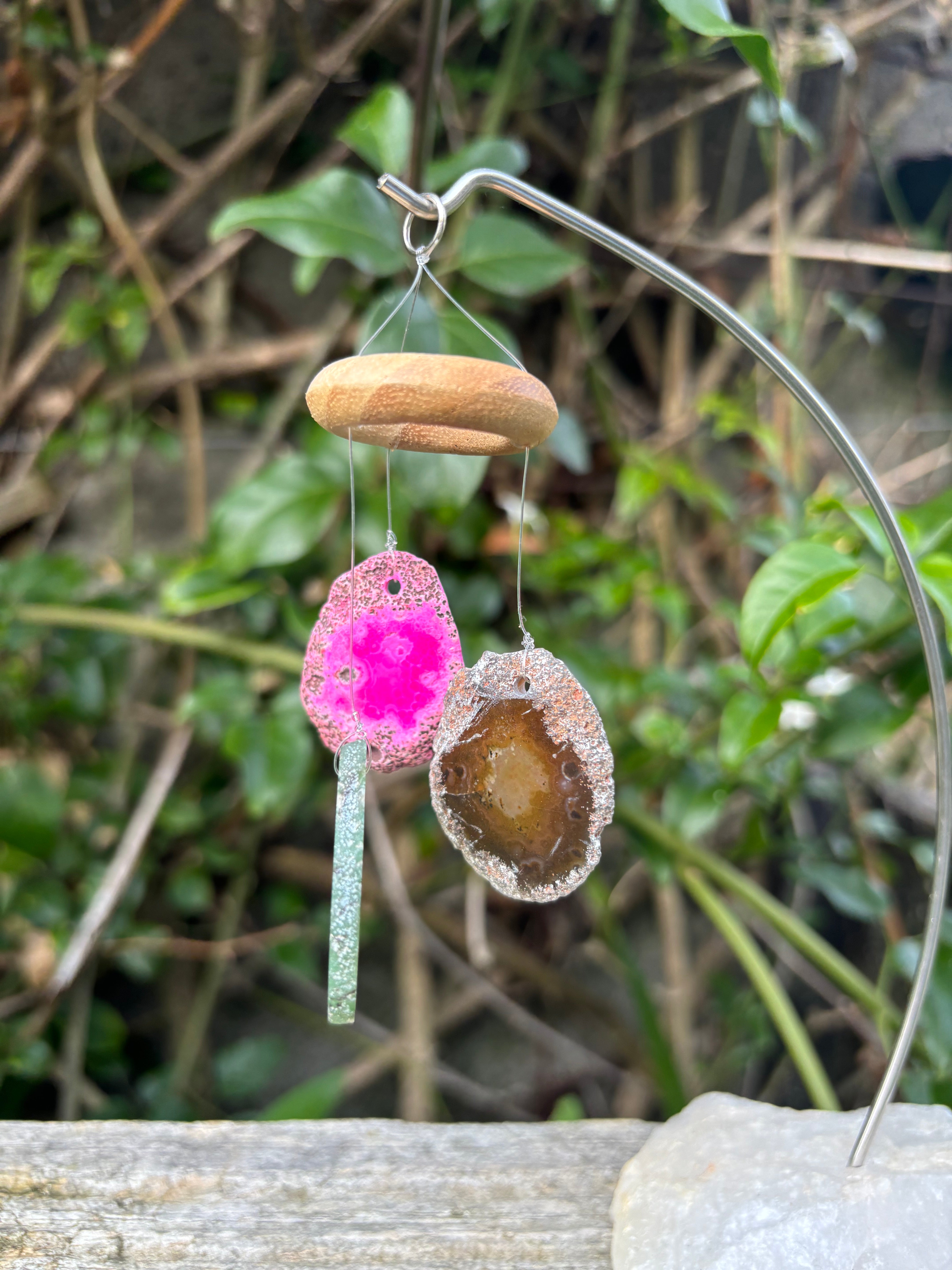 Hanging Agate Slices On Quartz Bases – Daughters And Co Crystals