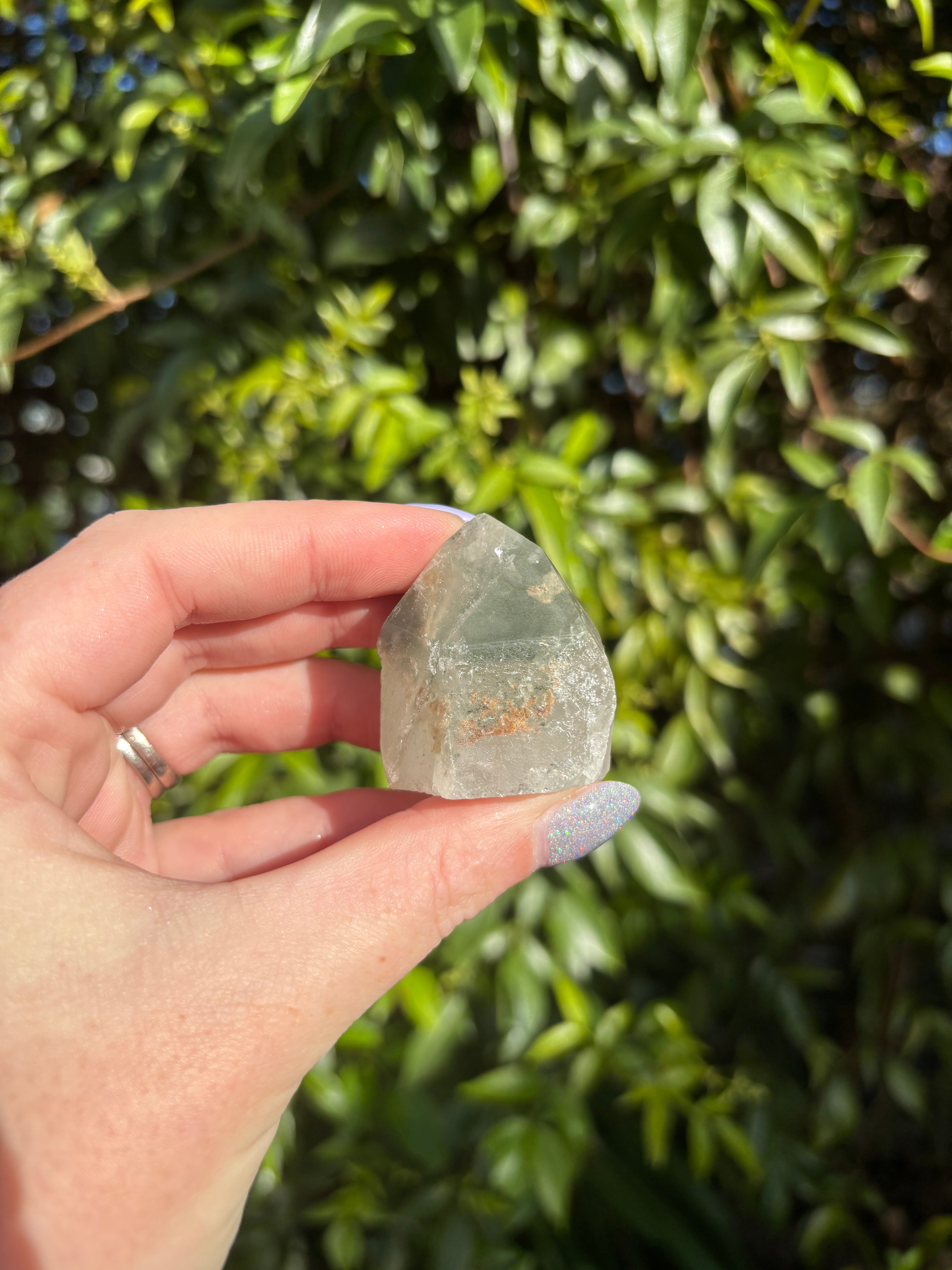 Chlorite Phantom Quartz Semi Polished Point B – Daughters And Co Crystals