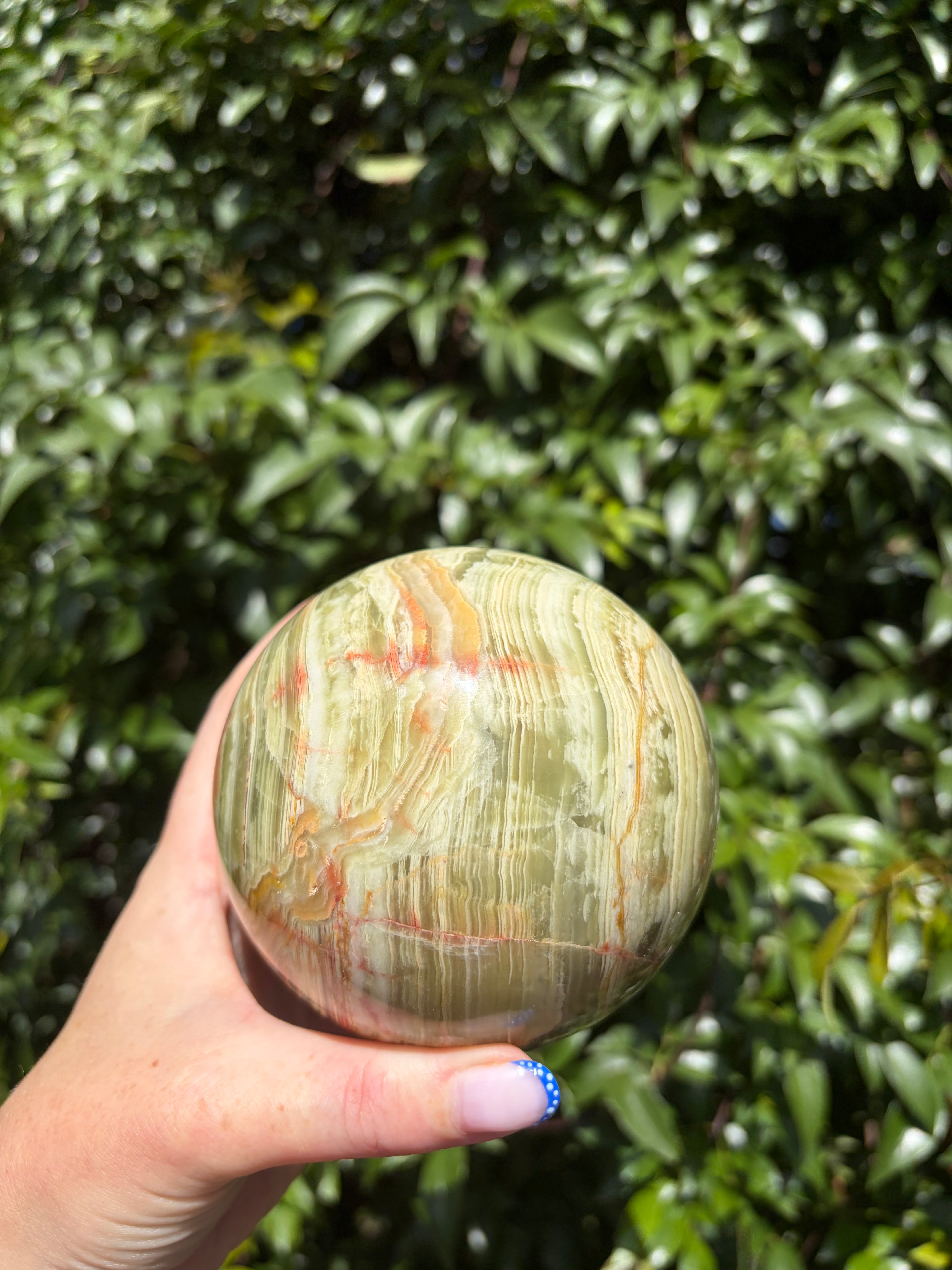 Banded Calcite Large Sphere D 1.4kgs – Daughters And Co Crystals