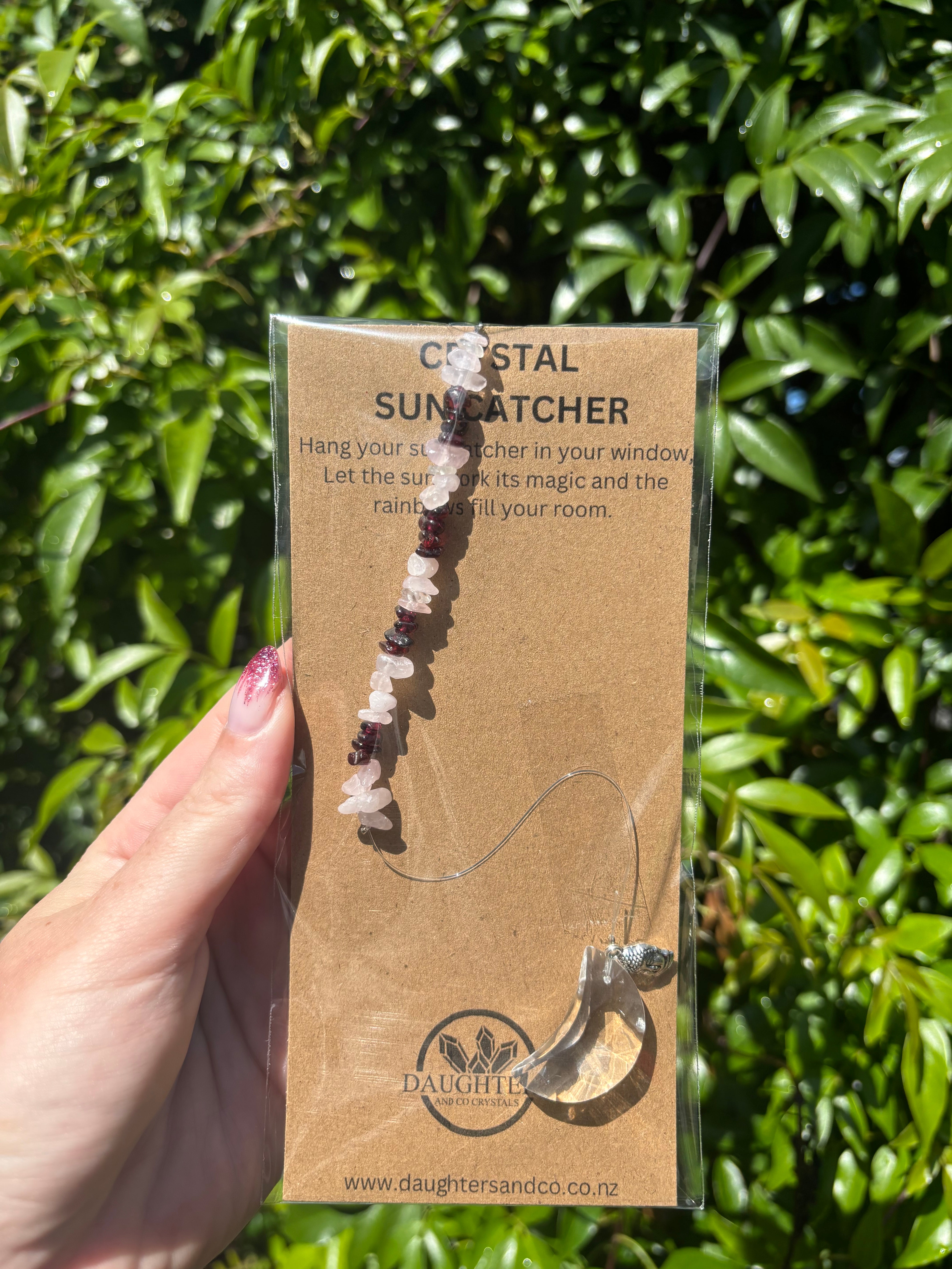 Rose Quartz & Garnet | Moon Sun Catcher – Daughters And Co Crystals