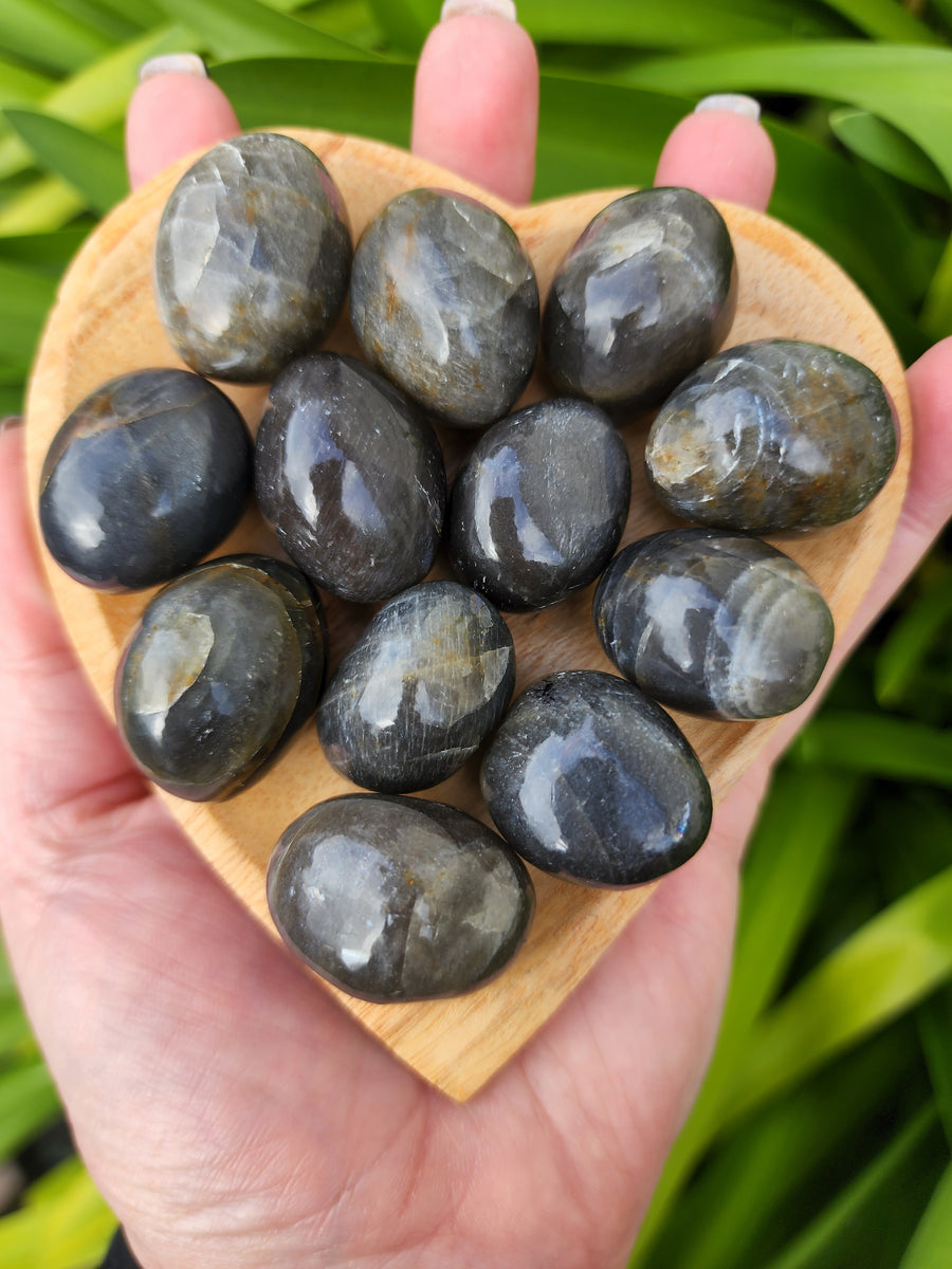 Black Moonstone Tumbled Stone Medium – Daughters And Co Crystals