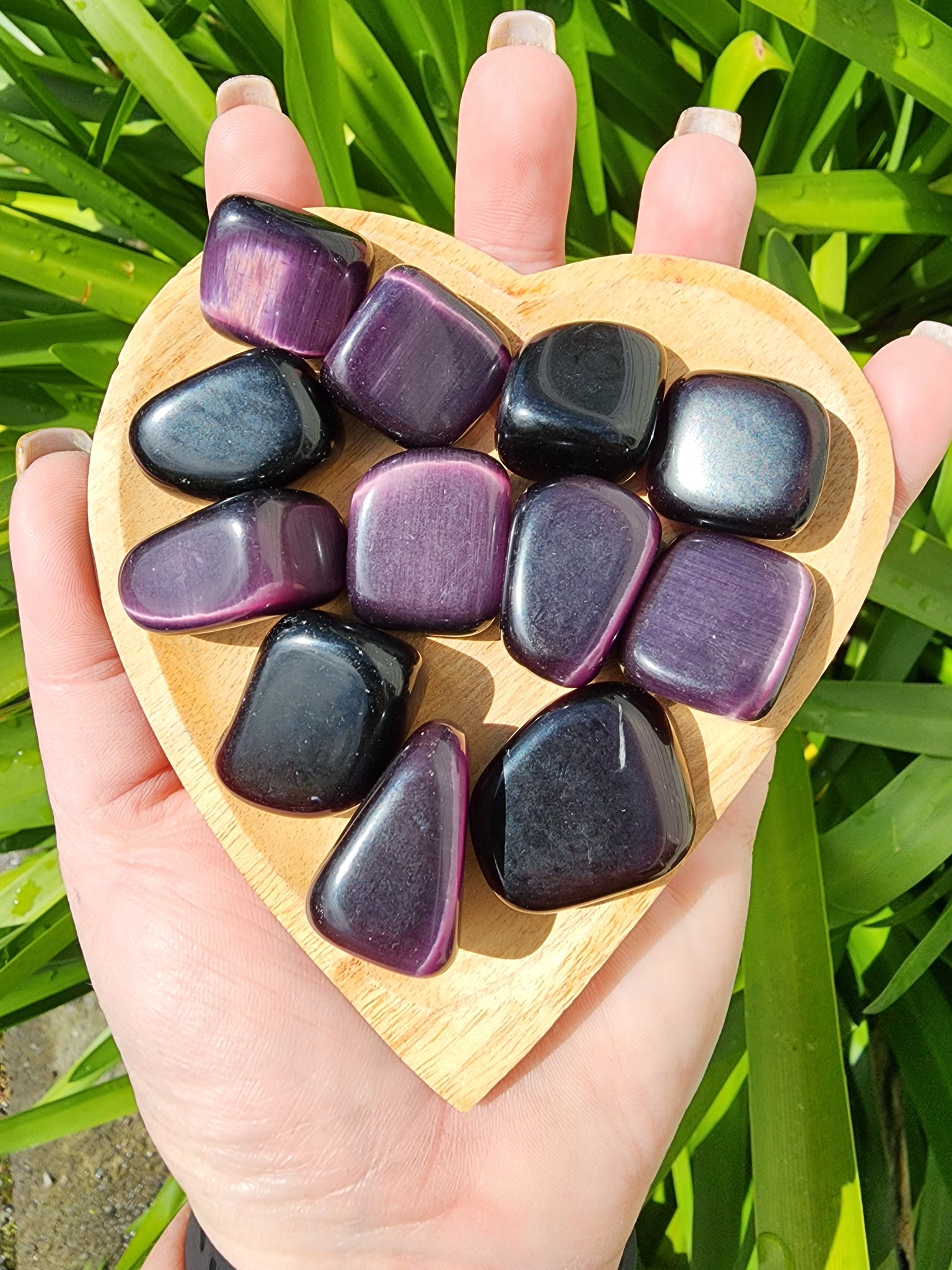 Cats Eye Purple Tumbled Stone – Daughters And Co Crystals